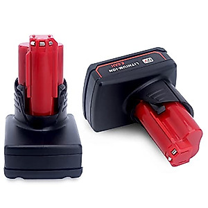 Biswaye 2-Pack 12V Lithium Battery 6.0Ah Compatible with Milwaukee M12 12V Lithium XC Extended Battery 48-11-2460 48-11-2440 48-11-2420 48-11-2411 48-11-2401 48-11-2430 48-11-2412