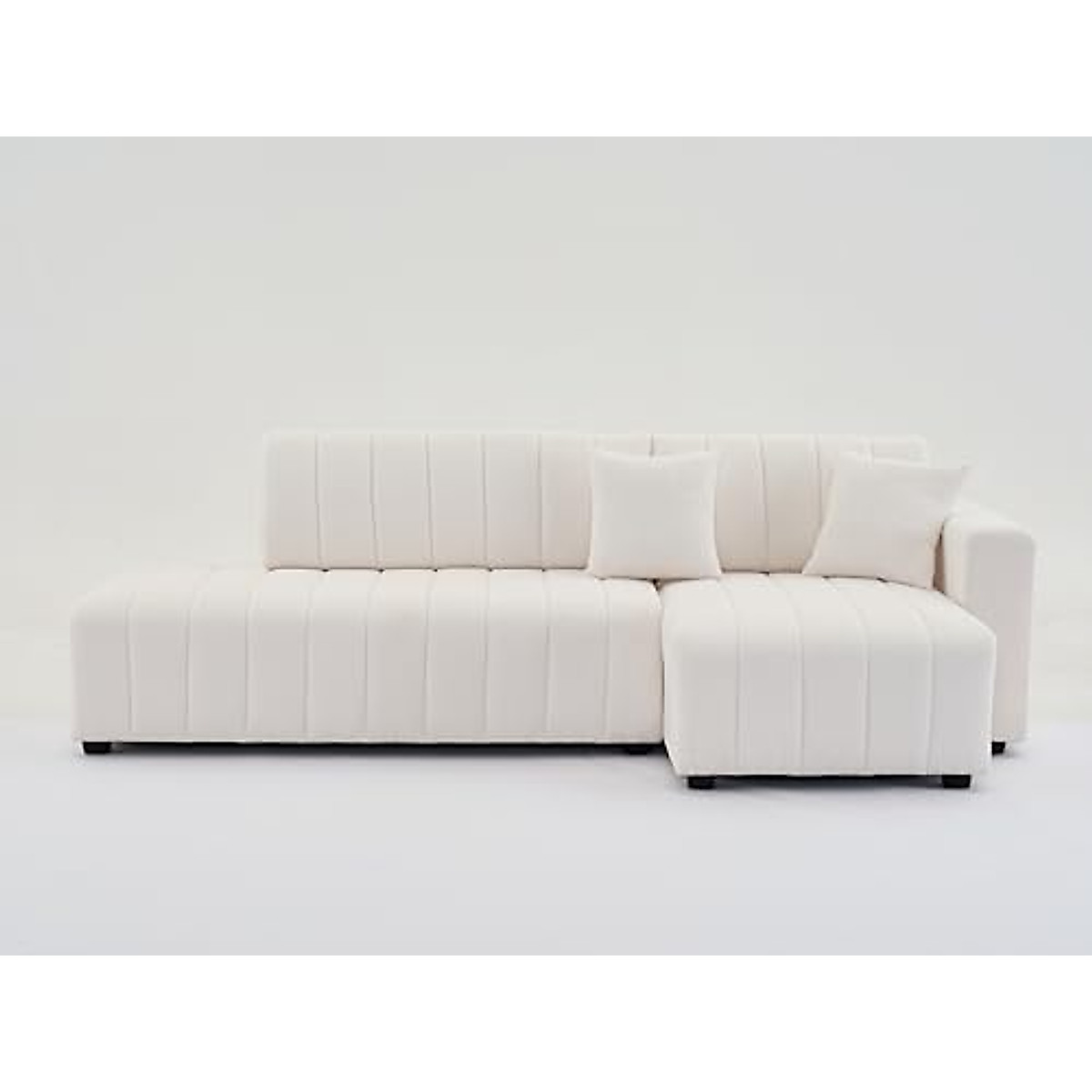 ERYE Oversized 2-Piece Right Facing Sectional Sofa Couch for Living Room, 104-Inch L-Shaped Wool Upholstered Channel Tufted Convertible Sofa&Couch with Left Chaise Daybed and Pillows