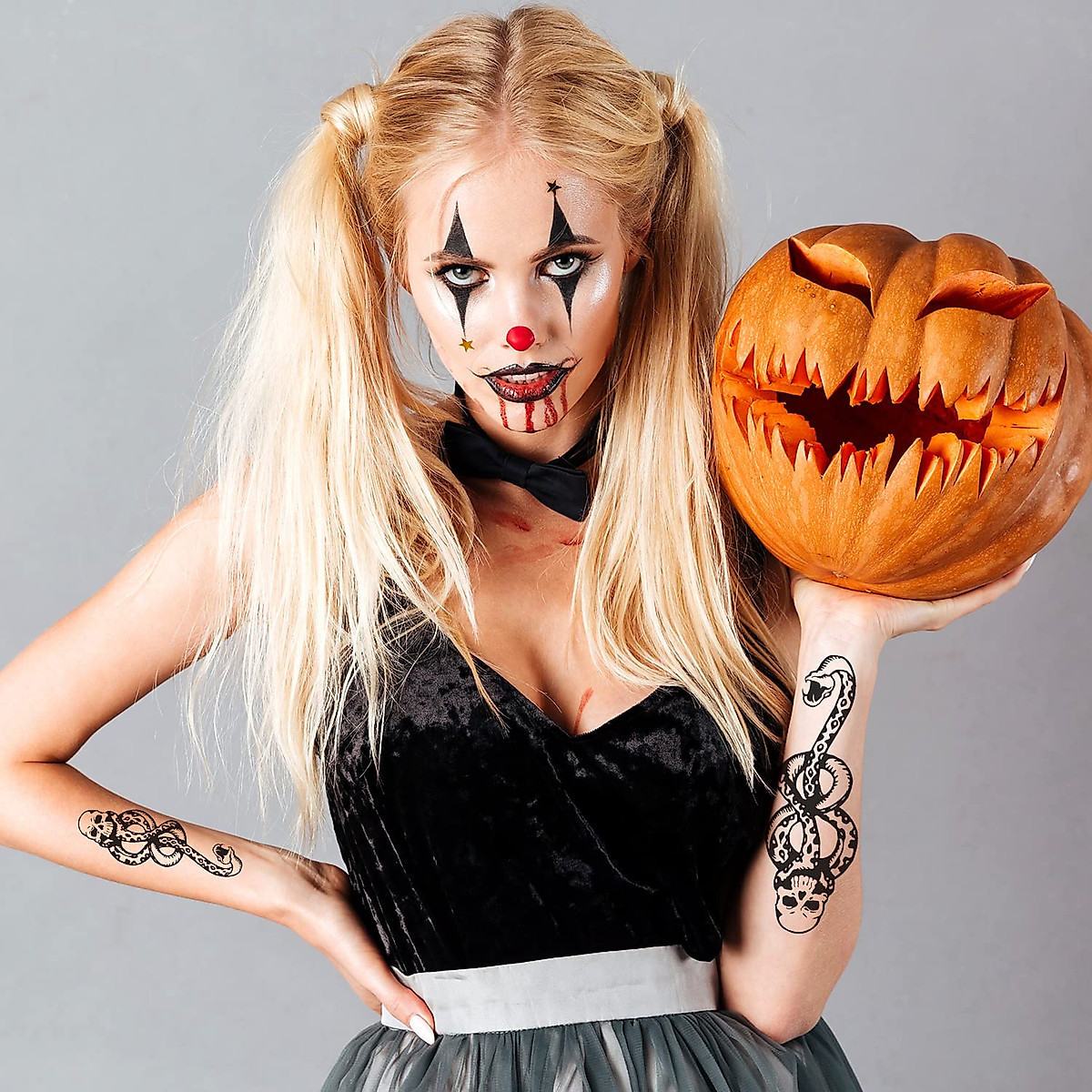 Zayvor 20 Sheet Halloween Death Eater Tattoo, Death Eater Mark Tattoo Temporary,Mark Mamba Skull Snake Temporary Tattoo For Adult Kids Halloween Cosplay Costume Tattoos Accessories Gifts