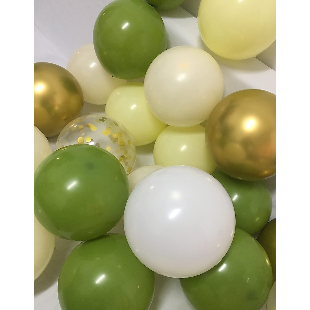 Olive Green Gold Balloons 12inch – Ivory White Pastel Yellow Green Balloons for Baby Shower Wedding Birthday Party Decorations 60 packs (Lime Green)