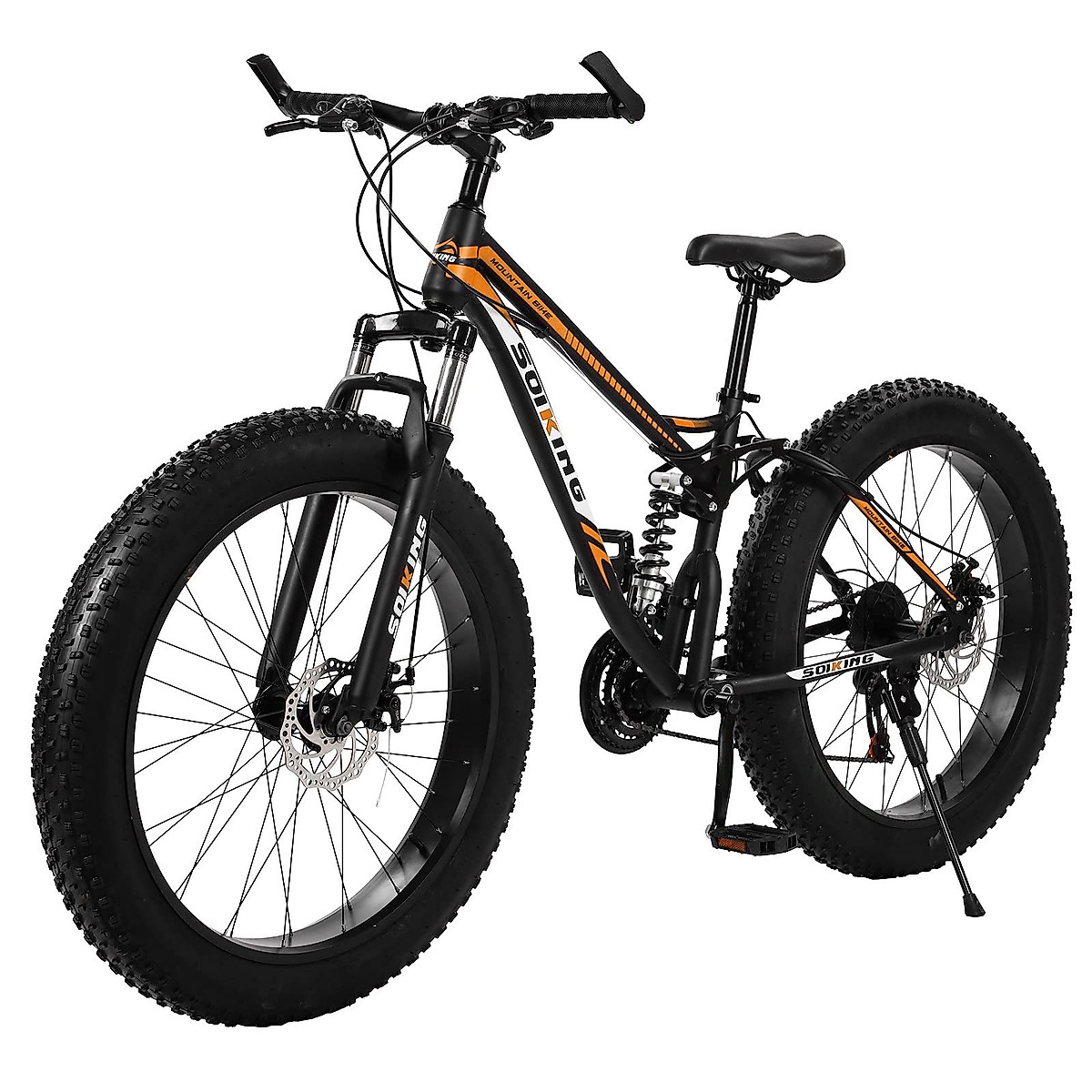 Fat Tire Mountain Bike, 26'' 21 Speed Outdoor Folding Snow Beach Hybrid MTB Racing Bikes for Adult Women Men, Comfort Complete Cruiser Bicycle, Foldable City Commuter Road Cycling (B), 94x88x38cm