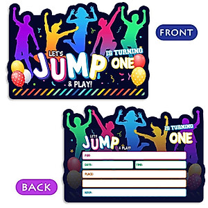 Simimi art 1st Bounce House or Jumping Theme Birthday Party Invitations - Trampoline Jump Birthday Invite - Trampoline Birthday Party - 30 Cards + 30 Envelopes