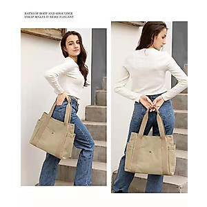 HONGQI Canvas Travel Tote Handbag Shoulder Bags For Men & Women Handbags Canvas Bag for Women, Multi Compartment Tote Purse Bags (Black)