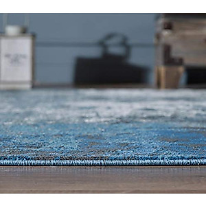 LUXE WEAVERS Modern Abstract Coastal Gray Blue 5x7 Area Rug, Stain Resistant Living Room Carpet
