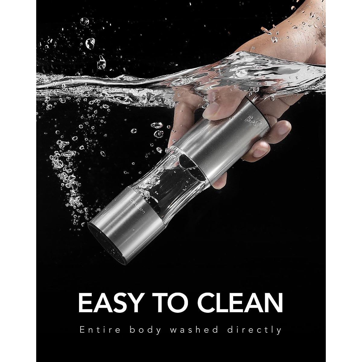 FORLIM Salt and Pepper Grinder Set with Dust Cover, Manual Pepper Mill with Adjustable Coarseness, Brushed Stainless Steel, Ceramic grinding core, 4.7oz Large Capacity, Spice Grinder (Set/Silver)