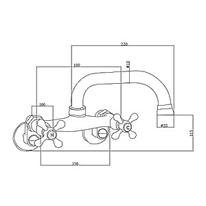 Jshozzy Matte Black Wall Mount Kitchen Sink Faucet Double Handle 3 Inch to 9 Inch Swivel Spout Wall-Mounted Commercial Bar Sink Faucet NSF Lead-Free Hot and Cold Water Mixer Tap Utility Sink Faucet