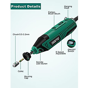Ogeto Corded Power Rotary Tools with 6 Variable Speeds, 131 Accessories, Powerful Engraver, Polisher, and Sander, 5000-35000RPM Electric Drill Set for Handmade Projects and DIY Creations