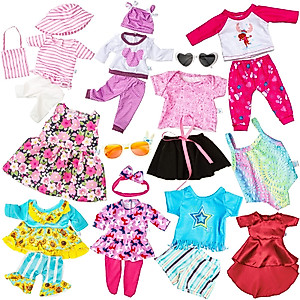BDDOLL 23 Pcs 18 Inch Girl Doll Clothes and Accessories for 18 Inch Doll Dress with Our Generation Dolls Including 10 Complete Sets of Clothing Outfits