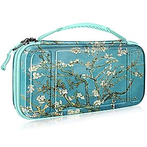 Fintie Carrying Case for Nintendo Switch OLED Model 2021/Switch 2017, [Shockproof] Hard Shell Protective Cover Travel Bag w/10 Game Card Slots for Switch Console Joy-Con & Accessories, Blossom