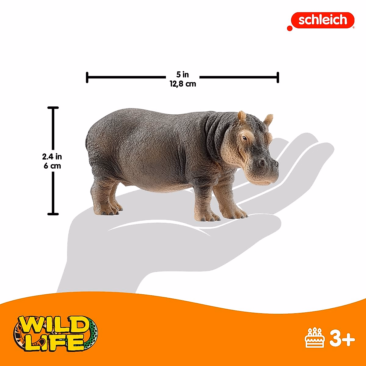 Schleich Wild Life Realistic Detailed Hippopotamus Figurine - Wild Hippo Figurine Toy for Play and Education, Highly Durable and Detailed, for Boys and Girls, Gift for Kids Ages 3+