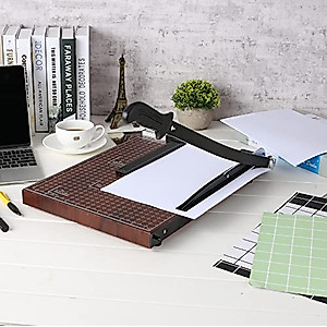 Paper Cutter Guillotine, Paper Trimmer Heavy Duty, 15 Inch Paper Cutting Board, 12 Sheets Capacity, Photo Craft Machine with Security for Cutting of Paper, Photos or Labels, for Home&Office (Red)