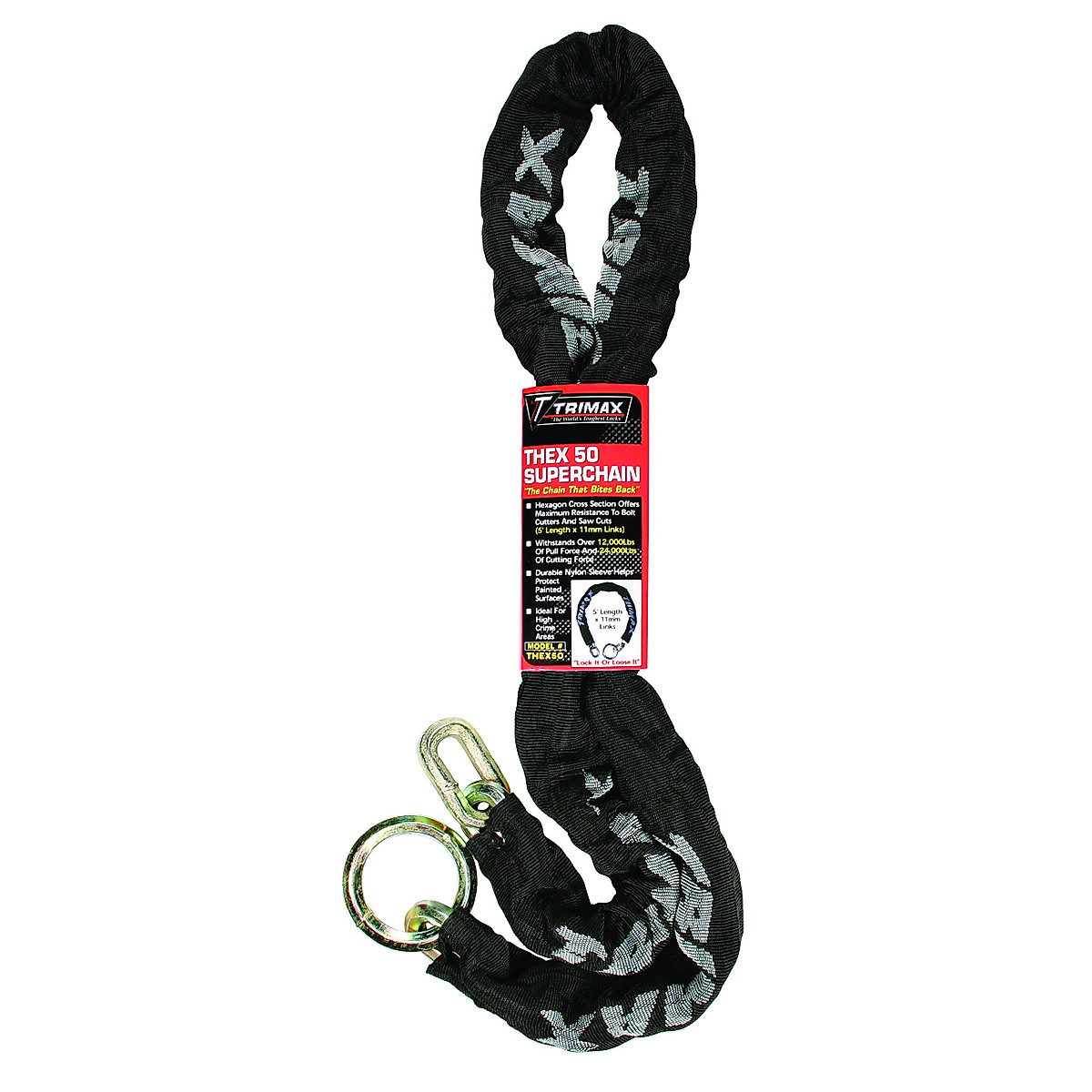 Trimax THEX50 THEX Super Chain - 5' Length with HEX 11mm Links, Black