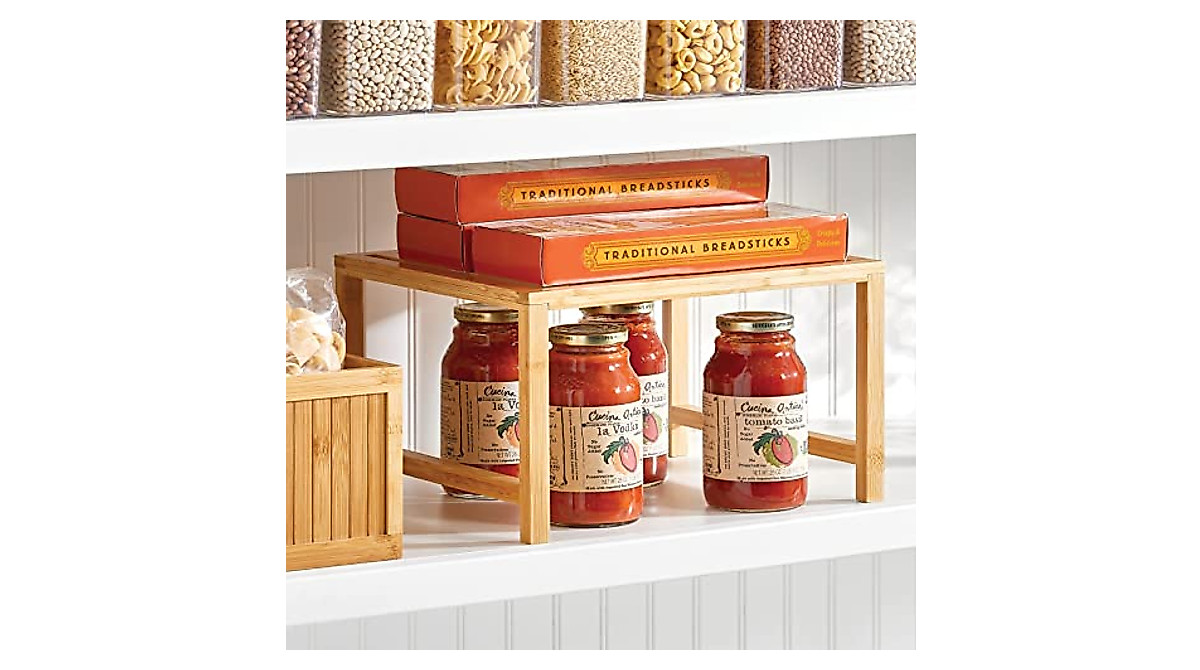 mDesign Wooden Stackable Storage Shelf - Kitchen Organizer Pack