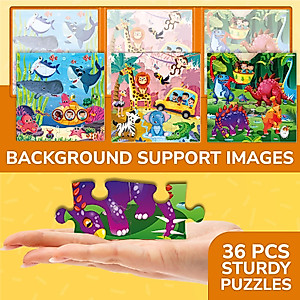 QUOKKA Magnetic Puzzles for Kids 4-6 - 36 Pieces Travel Puzzles Games for Kids Ages 3-5 - Animal Car Activities Toy for Boys and Girls 2-4 yo - Learning Magnet for Road Trip