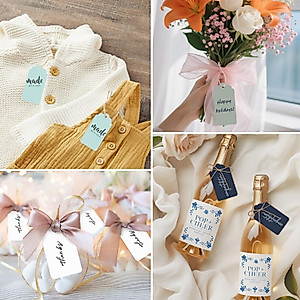 SallyFashion 200 PCS Colored Gift Tags, Hanging Tags with String, Paper Tags for Gifts Arts and Crafts Wedding Birthday Holiday