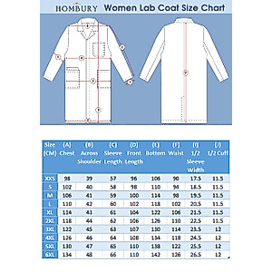 Hombury Professional White Lab Coats for Women, long sleeve, Polyester cotton fabric (White, X-Large)