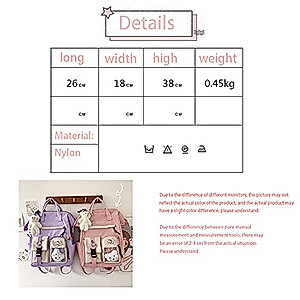 LELEBEAR Kawaii Backpack with Kawaii Pin And Accessories, Cute Kawaii Backpack for School with Plush Pendant, for Girls Travel Laptop Backpack (pink)