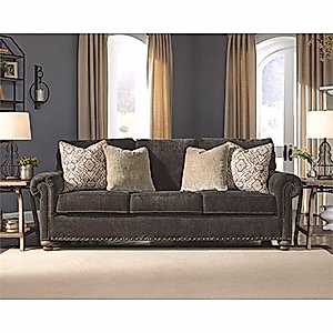 Signature Design by Ashley Stracelen New Traditional Sofa with Nailhead Trim, Dark Brown