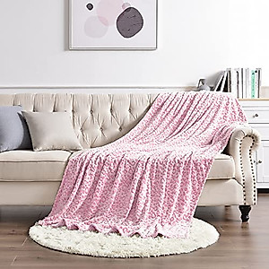 Pleasant Boulevard | Leopard Throw Blanket Fleece, Premium Lightweight Cozy Warm Plush Microfiber Bedspread for Couch Sofa and Bed (Pink, Throw (50 x 60 inches))