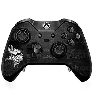 Skinit Decal Gaming Skin compatible with Xbox One Elite Controller - Officially Licensed NFL Minnesota Vikings Black & White Design