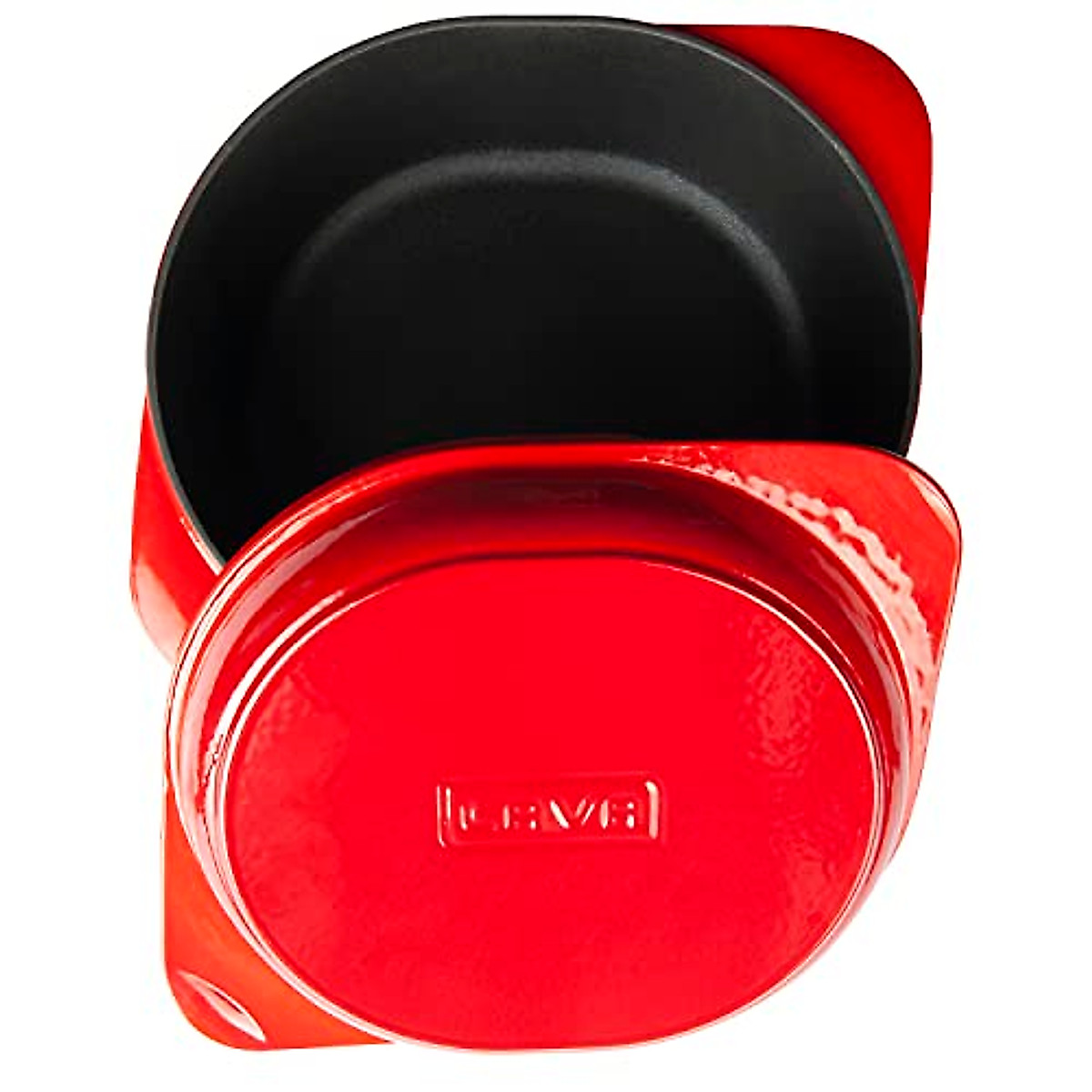 Lava Cast Iron Artisan Bread Baker, Enameled Cast Iron Bread Oven, Rectangle Loaf Pan, Sourdough, Italian, French Bread Baking Pan, Bread Kit with Lid (Red, 9.5" by 10.5")