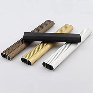 Btibpse Oval Closet Rods Heavy Duty Aluminium Alloy Wardrobe Rod Application Clothes Hanging Oval Rod 18/20/24/31/39 Inch for Closet Wardrobe (Black, 39")