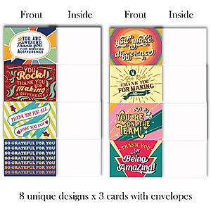 Hat Acrobat Employee Appreciation Cards with Envelopes - 24 Encouragement Cards to Inspire Your Team, Staff, Appreciation Cards for Students or The Perfect Appreciation Gifts Compliment (8 designs)