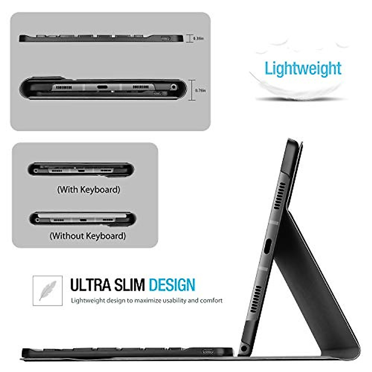 ProCase Galaxy Tab A7 10.4 Inch Keyboard Case (SM-T500 T503 T505 T507), Protective Cover Case with Detachable Wireless Keyboard for Galaxy Tab A7 10.4" 2020 –Black