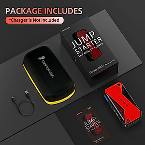 DBPOWER 800A Peak 18000mAh Portable Car Jump Starter (up to 7.2L Gas/5.5L Diesel Engine) Portable Battery Booster with LCD Screen (Red)