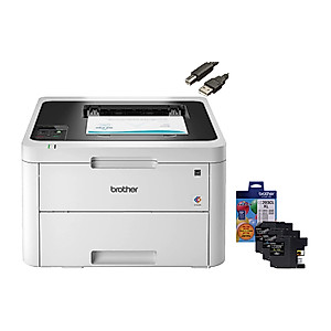 Brother HL-L3210CW Compact Digital Color Printer Providing Laser Printer Quality Results, Built-in Wireless, 250-sheet Paper Tray, 600 x 2400dpi, Works with Alexa, Bundle with JAWFOAL Printer Cable