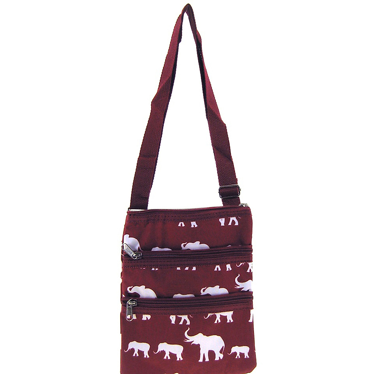 Elephant Print Cross Body Purse Messenger Bag Burgundy Alabama Roll Tide Bama