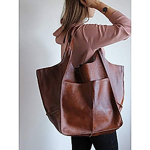 New Ladies Leather Satchel Tote Bag | Work Tote Bag Shoulder Bag Wallet Soft Messenger Bag Oversized Bag