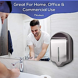 Automatic Commercial Soap Dispenser Wall Mount – Large 40oz (1200ml) Touchless Wall Mounted Dispensers for Business & Home Bathroom, Stainless Steel Design for Liquid Soap & Hand Sanitizer by EnBath