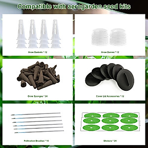 82pcs Seed Pod Kits for Aerogarden, Indoor Herb Hydroponics Growing System Starter Kit with 24Grow Sponges,24pods Labels, 12Grow Baskets, 12Plant Spacer Kit,10pcs Pollinating Tool