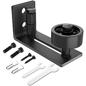 ZEKOO Sliding Barn Door Floor Guide, 8 Setup Options, Adjustable Stay Roller Guide, Black Wall Mounted Barn Door Hardware for Flush Bottom