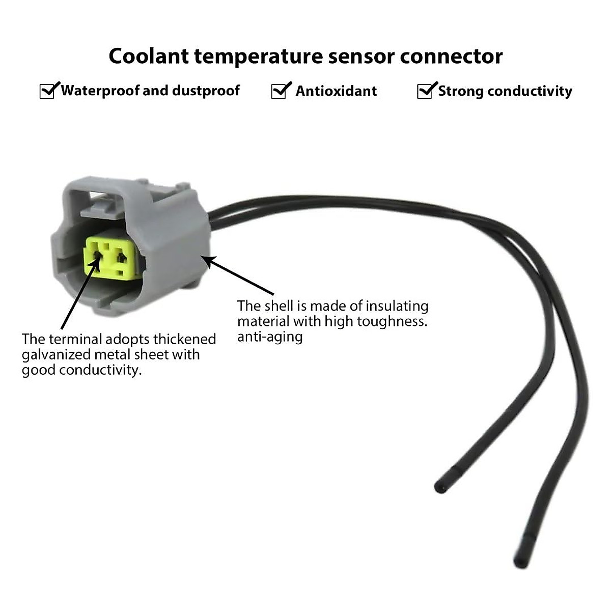 158-0421 Coolant Water Temperature Temp Sensor Connector Pigtail Fit for 2017 Toyota Tacoma SR5 Extended Cab Pickup 4-Door 2.7L