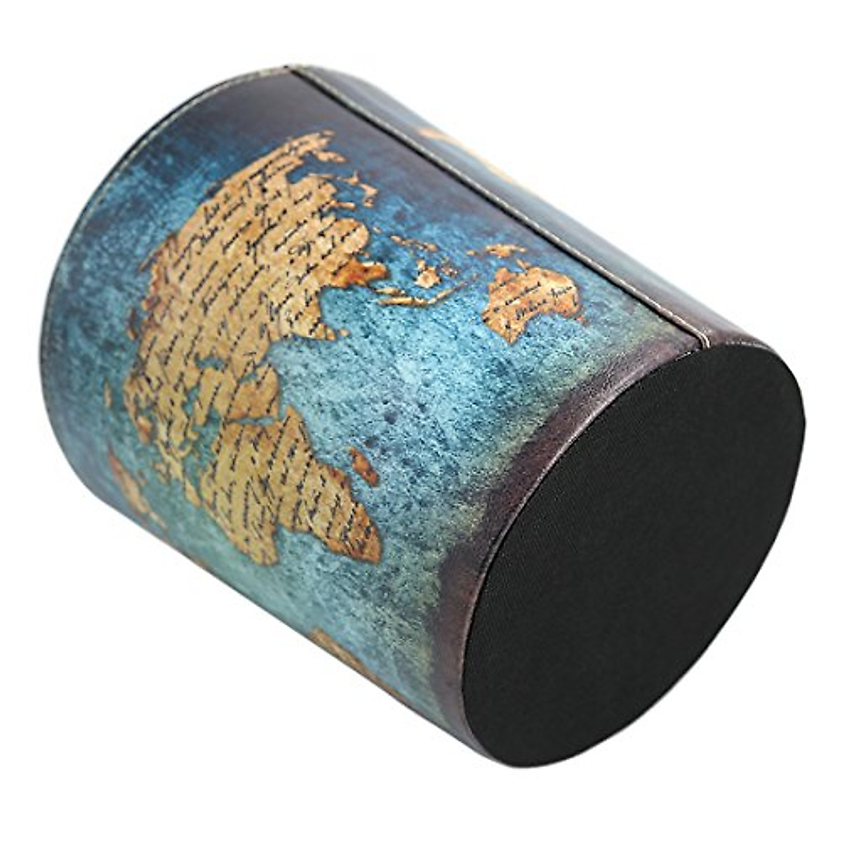 Scakbyer Wastebasket, Retro European Style Household Home Office Round PU Leather Waste Bin Paper Basket Trash Can Dustbin Garbage Bin Waste-Paper Basket Ashcan Ashbin Without Lid - World Map