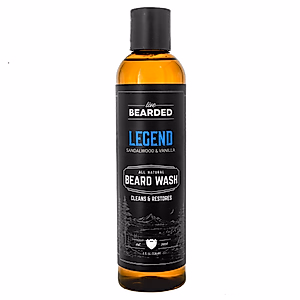 Live Bearded Beard Wash, 8 fl oz - Water-Based Face Cleanser with All-Natural Ingredients for a Gentle, Deep Clean - Made in the USA | Legend Scent - Sandalwood, Vanilla