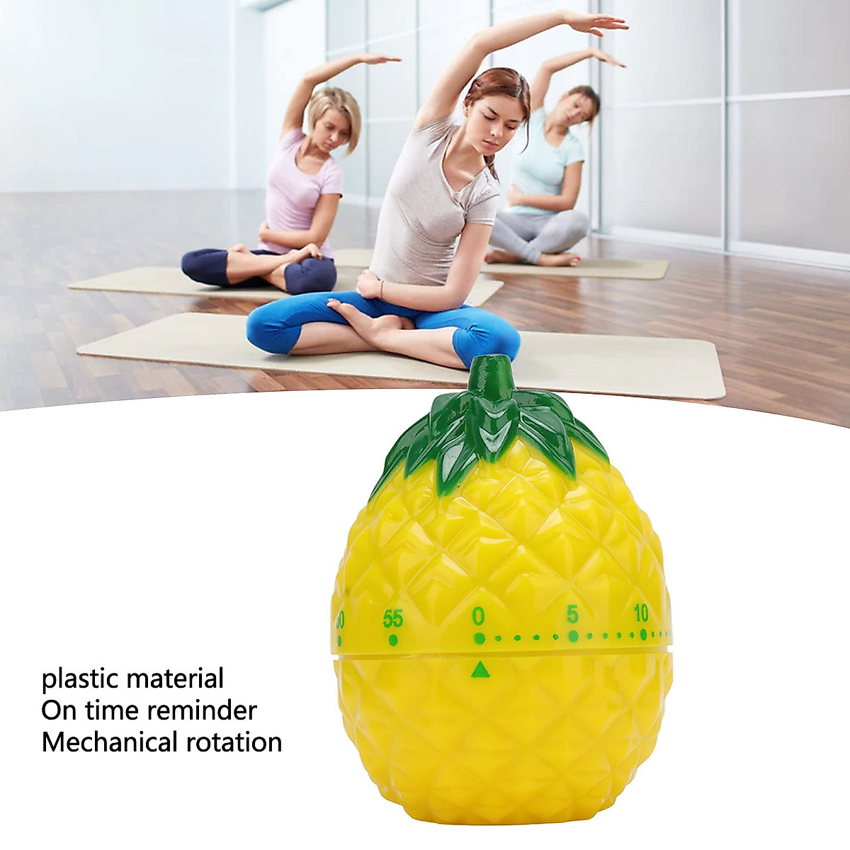 BuyWeek Pineapple Timer, Baking Timer Plastic Cute Kitchen Cooking Timer Reminder for Home (6.4x6.4x8.7cm)