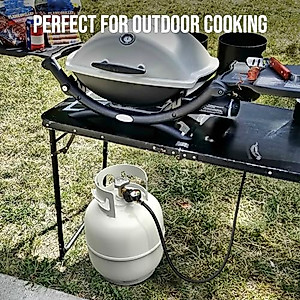 Alloxity 6FT Propane Hose Adapter 1lb to 20lb, Propane Tank Hose with Gauge, Propane Adapter 20lb to 1lb Converter, Adapter Hose for Weber Q Grill, Coleman Camp Stove, Blackstone Griddle, Buddy Heater