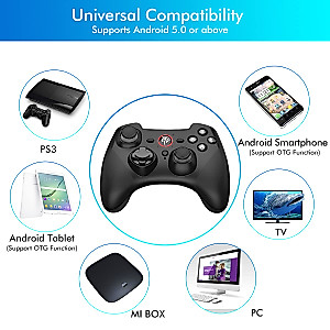 EasySMX 2.4G Wireless Controller for PC, PS3 Gamepads with Vibration Fire Button Range up to 10m Support PC PS3 Android Devices and TV Box