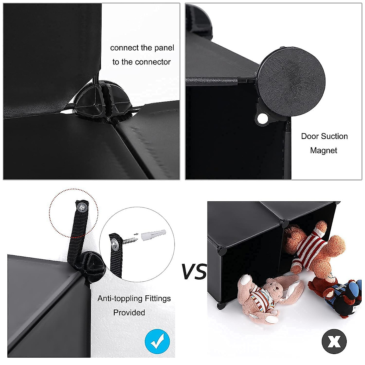 ANWBROAD Cube Storage Organizer, 9-Cube Modular DIY Book Shelf with Doors, Cube Storage Shelf, Plastic Storage Cubbies Cabinet for Living Room Bedroom Office White ULCS09TM