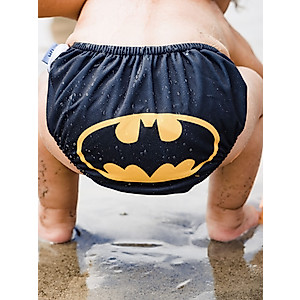 Simple Being Adjustable Snap Reusable Swim Diaper, Double Gusset (DC Batman 6 Months)