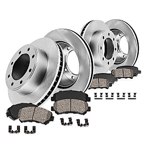 Callahan Brake Kit for 8-Lug 4WD 2000-2005 Ford Excursion, 1999-2004 F-250 F-350 Super Duty Brake Rotors and Ceramic Brakes Pads Front and Rear Replacement: 13.03" inch Front Rotors