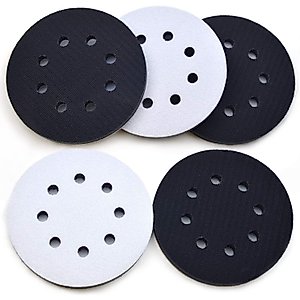 POLIWELL 5-Inch 8 Holes Interface Pad Hook and Loop 5" Soft Density Sponge Cushion Buffer Backing Pad (Pack of 5)