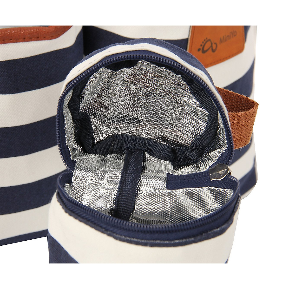 Designer Canvas Stylish Diaper Bag - With 2 Bonus Items: Changing Pad + Bottle Holder