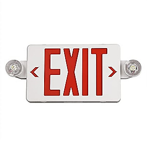 TANLUX Red Exit Sign with Emergency Lights, LED Emergency Exit Light with Battery Backup, UL Listed, AC 120/277V, Commercial Emergency Lights Combo for Business - 1 Pack