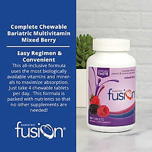 Bariatric Fusion Mixed Berry Complete Chewable Bariatric Multivitamin with Iron for Bariatric Surgery Patients Including Gastric Bypass and Sleeve Gastrectomy - 120 Tablets