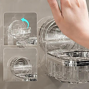 Rotating Hair Dryer Rack Punch-Free, Zentric Punch-Free Wall Mounted Hair Dryer Holder, Zentric Hair Dryer Rack for Hair Dryer, Powerful Suction Hair Dryer Rack Holder Organizer (Transparent White)