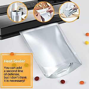 JTX 100Pk Mylar Bags for Food Storage(1Quart) With 300cc Oxygen Absorbers, 9.6Mil Heavy Duty Mylar Bags 9"x6"- Resealable Smell Proof Bags for Grains, Wheat, Rice, Dry Aging for Meat, Long Term Food Storage